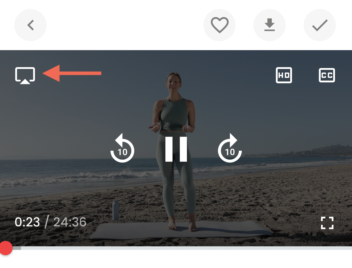 Can I mirror workouts from the app with AirPlay?